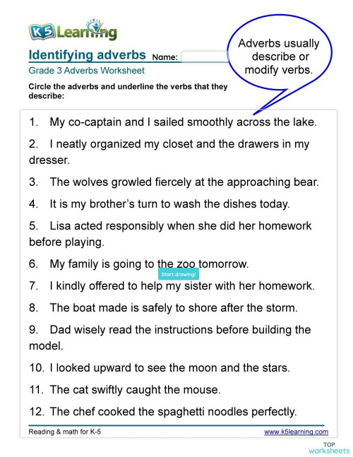 Identifying Adverbs. Interactive worksheet | TopWorksheets