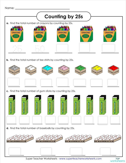 COUNTING IN 25'S. Interactive worksheet | TopWorksheets