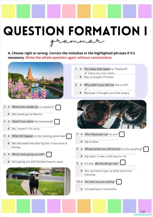 QUESTION FORMATION I. Interactive worksheet | TopWorksheets