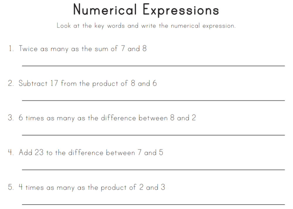 Algebra Numerical Expression Interactive Worksheet TopWorksheets