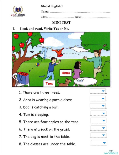 S1_W16_Term 1 Revision Mini Test. Interactive worksheet | TopWorksheets