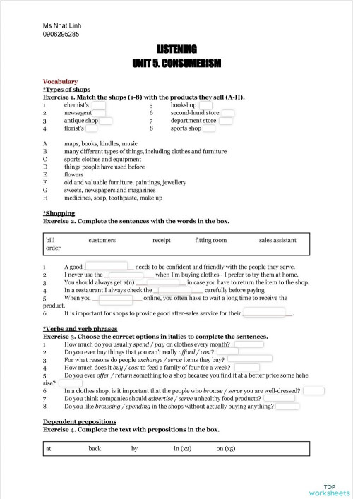 IV - HD2&3 - UNIT 5. CONSUMERISM. Interactive worksheet | TopWorksheets