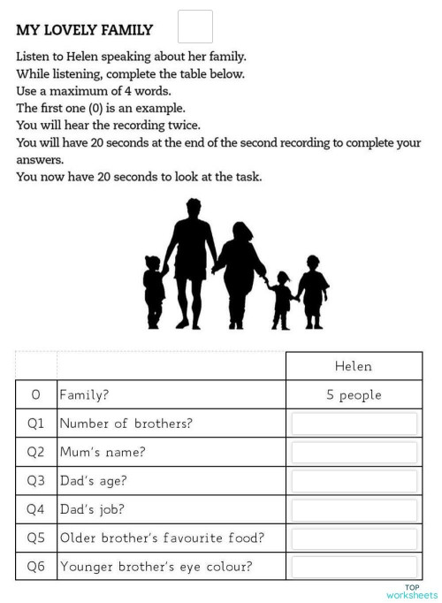MY LOVELY FAMILY. Interactive worksheet | TopWorksheets