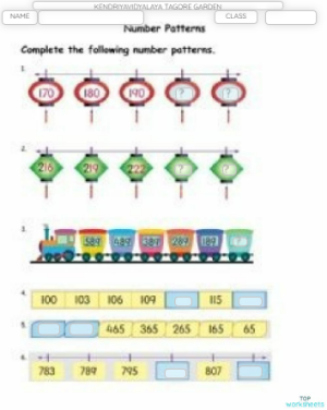 NUMBER PATTERN. Interactive worksheet | TopWorksheets