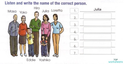 family members. Interactive worksheet | TopWorksheets