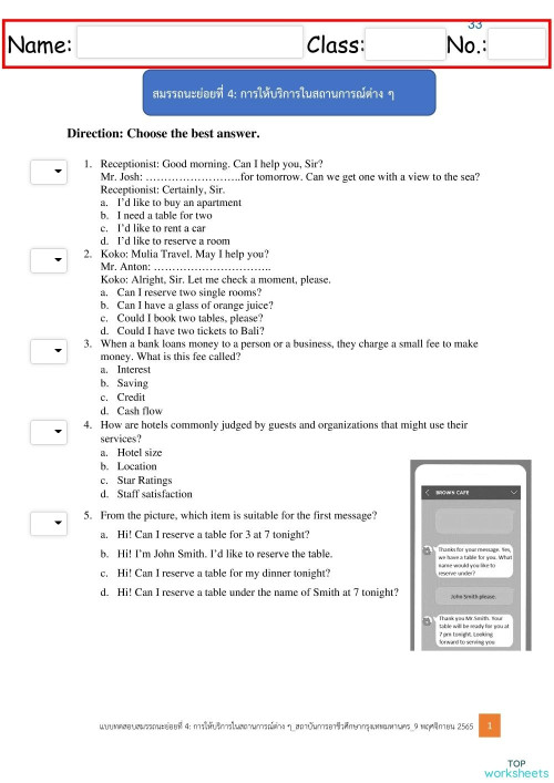 Interactive worksheets and online exercises in thai | TopWorksheets