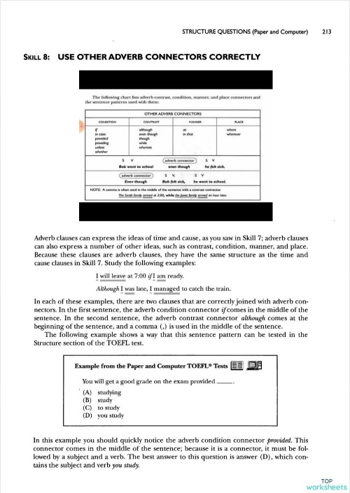 SK08-other adverb connectors. Interactive worksheet | TopWorksheets