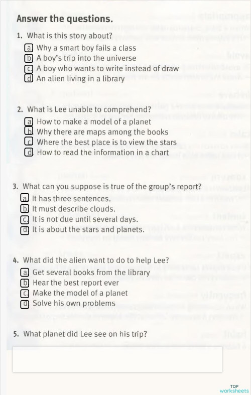 the report. Interactive worksheet | TopWorksheets