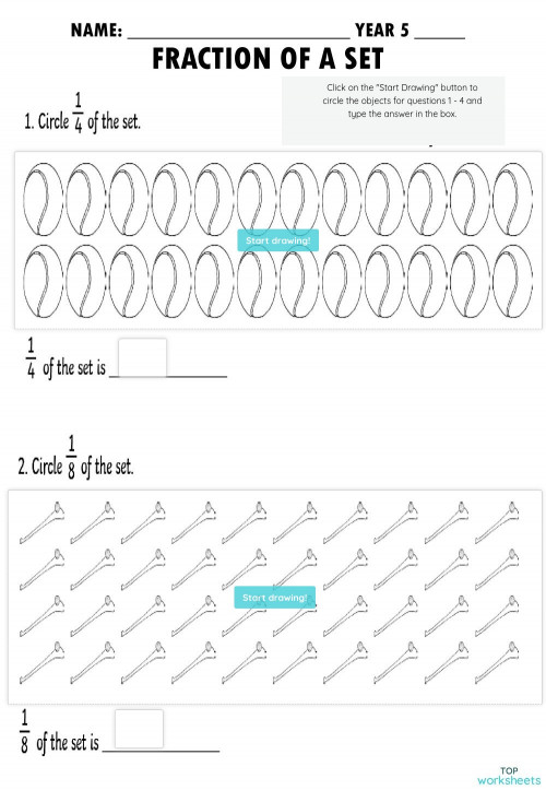FRACTION OF A SET. Interactive worksheet | TopWorksheets