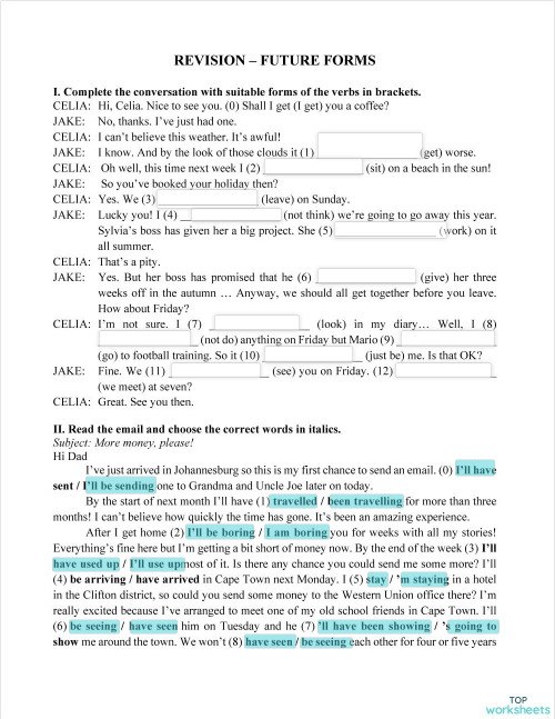 REVISION - FUTURE FORMS. Interactive worksheet | TopWorksheets