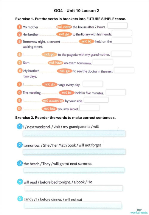 GG4 - Unit 10 Lesson 2. Interactive worksheet | TopWorksheets
