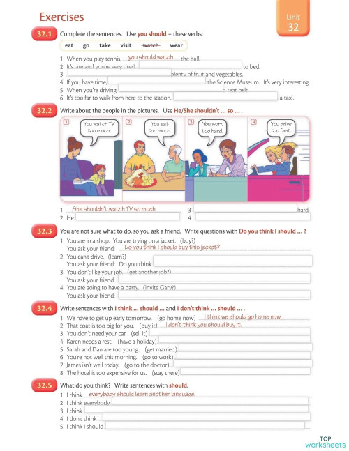 BASIC UNIT 11 SHOULD. Interactive worksheet | TopWorksheets