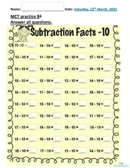 Yr 2 MCT PRACTICE 5 (12-03-2022). Interactive worksheet | TopWorksheets
