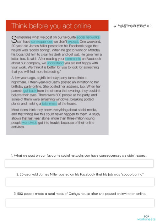 Think 2 - Unit 3 -. Interactive worksheet | TopWorksheets