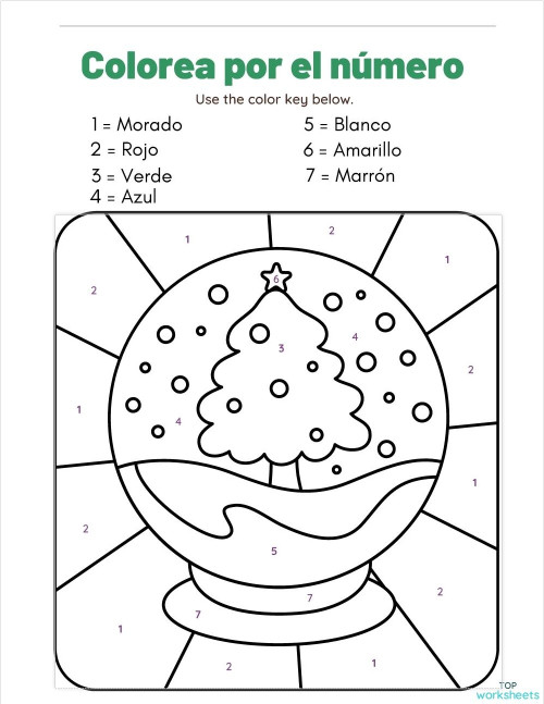 Colorea por el numero. Ficha interactiva | TopWorksheets