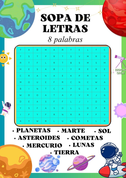 Sopa De Letras Del Sistema Solar