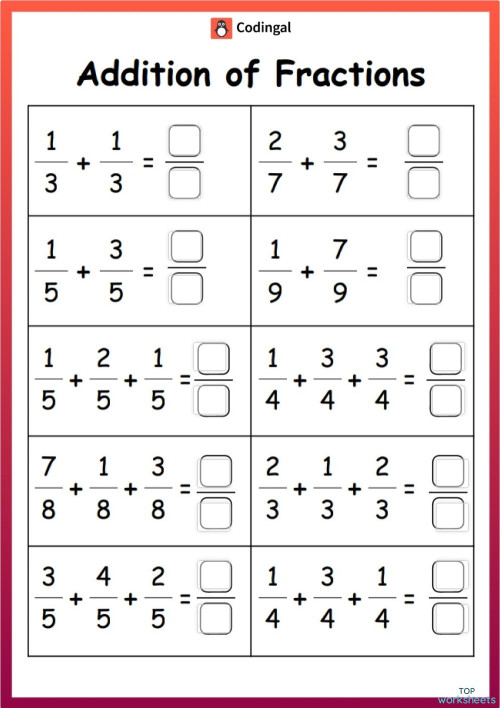 M_G04M08L26_WC01_Adding fractions_01. Interactive worksheet | TopWorksheets
