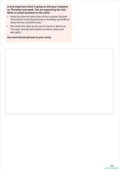 Writing (invitation). Interactive worksheet | TopWorksheets