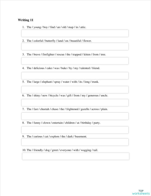 Writing 11. Interactive worksheet | TopWorksheets