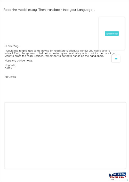 Get Smart 4 - Unit 6 - Writing Task 1 Model answer -Translation - Reading Guidance. Interactive ...