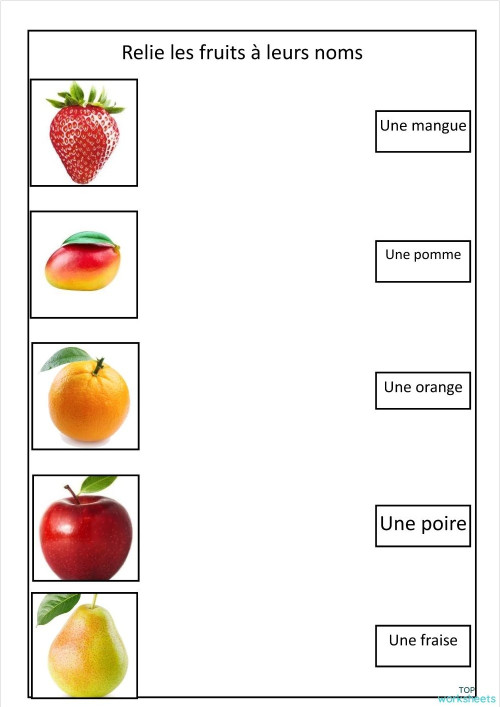 Les fruits exercice 2. Fiche interactive | TopWorksheets