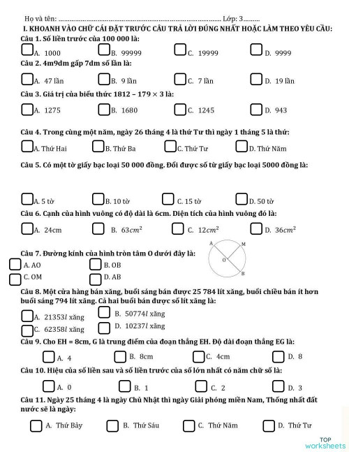 Interactive worksheets and online exercises in vietnamese | TopWorksheets