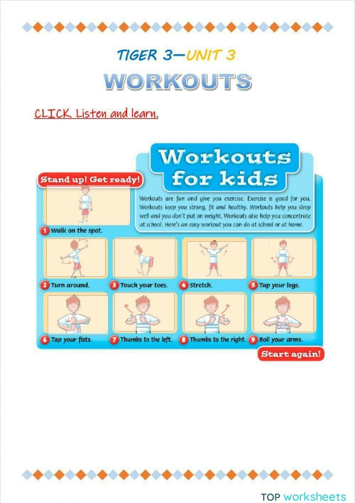 Workouts - Tiger 3 - unit 3. Interactive worksheet | TopWorksheets