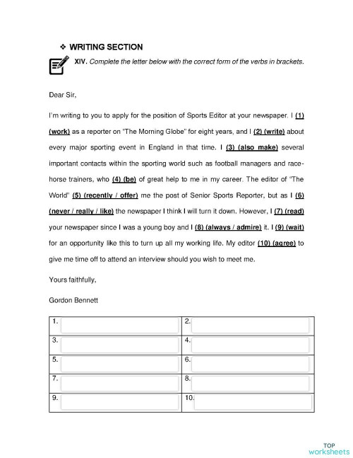 Present perfect continuous writing. Interactive worksheet | TopWorksheets