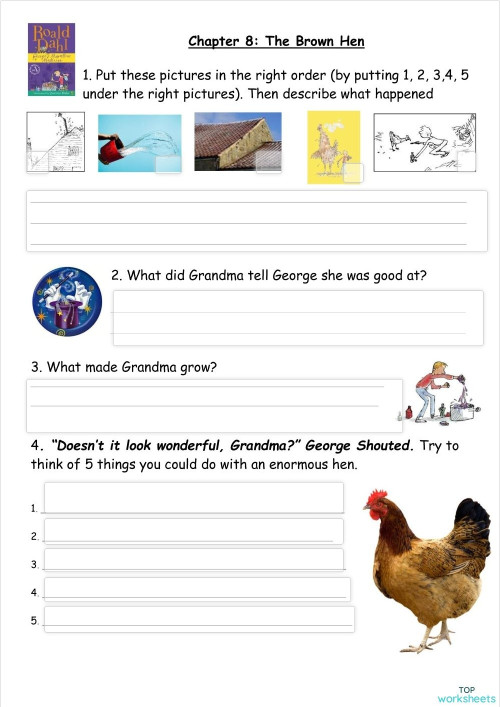 Chapter 8 Review: The Brown Hen. Interactive worksheet | TopWorksheets