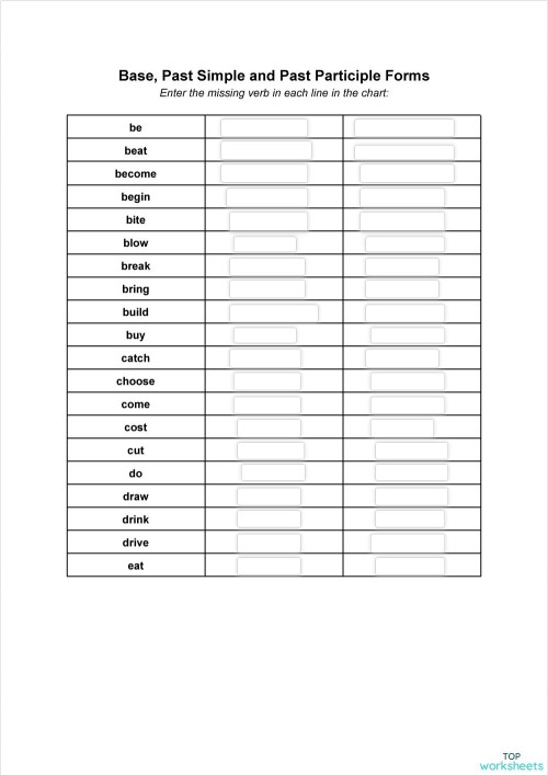 Verb forms 1. Interactive worksheet | TopWorksheets