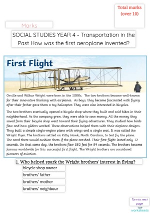 Transportation in the Past - First Flight. Interactive worksheet ...