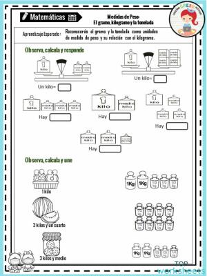 Calcular medidas de peso. Ficha interactiva | TopWorksheets