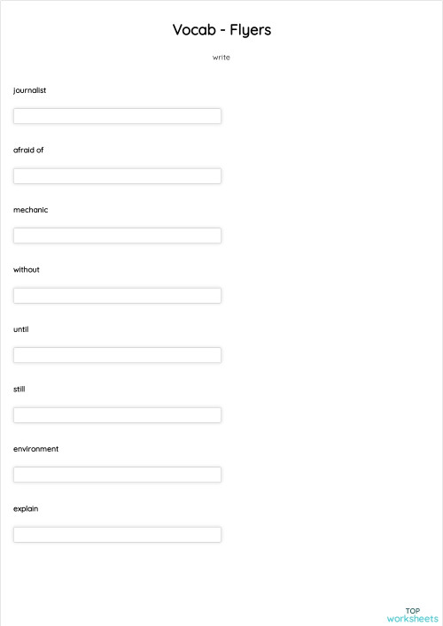 Vocab 1 - Flyers. Interactive worksheet | TopWorksheets