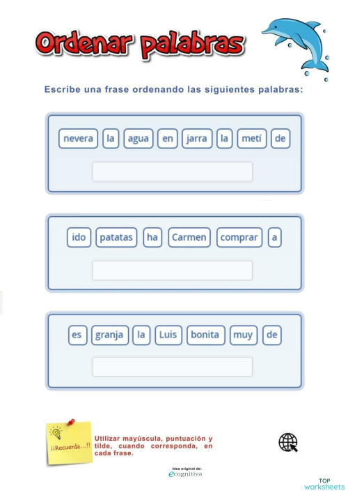 Palabras: fichas interactivas y ejercicios online | TopWorksheets