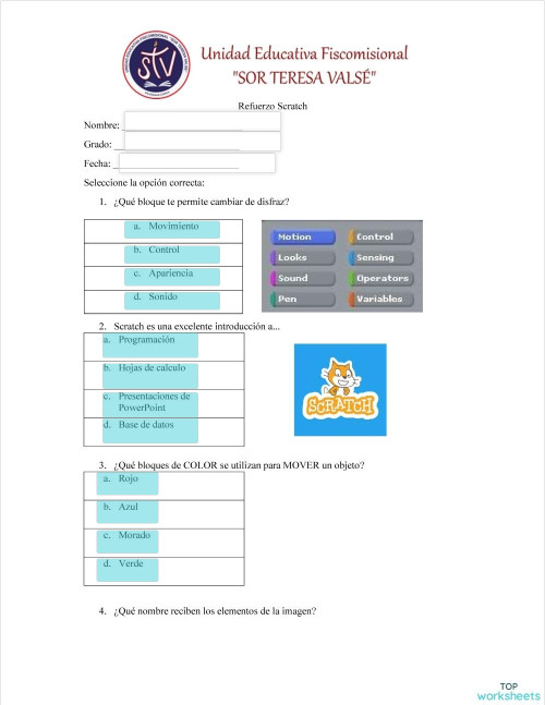 REFUERZO - SCRATCH. Ficha interactiva | TopWorksheets