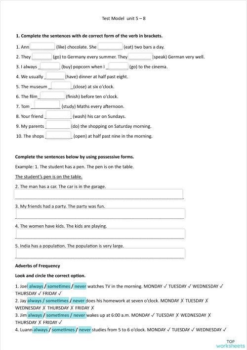 Test 5 - 8. Interactive worksheet | TopWorksheets