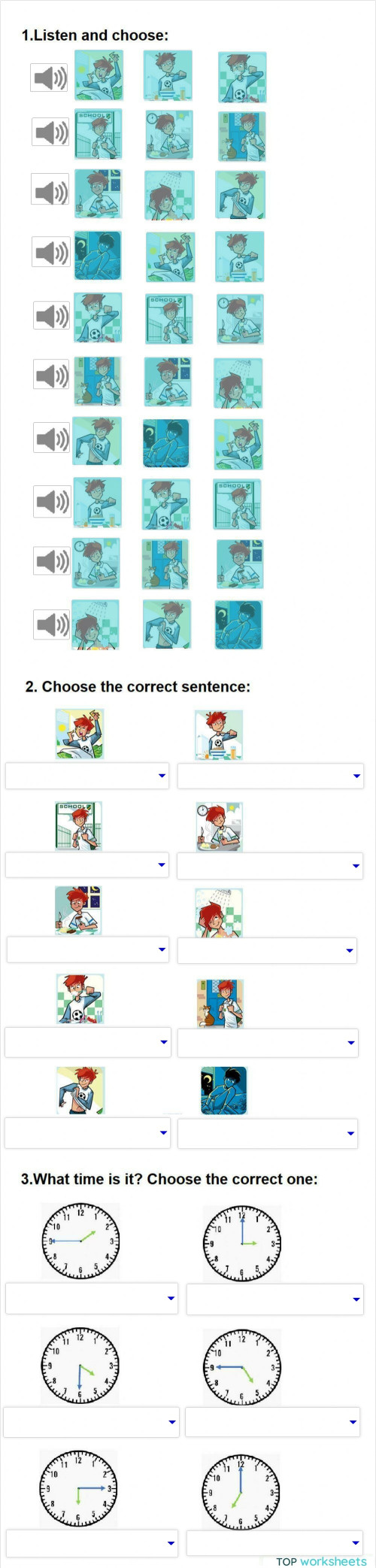 EN3-U5-Routines-Time. Interactive worksheet | TopWorksheets