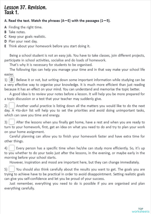 Form 8. Lesson 37. Revision.. Interactive worksheet | TopWorksheets