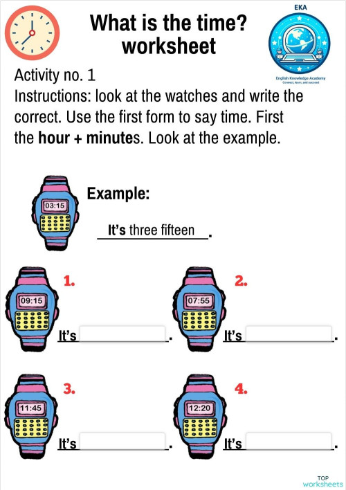 What is the time? worksheet. Interactive worksheet | TopWorksheets
