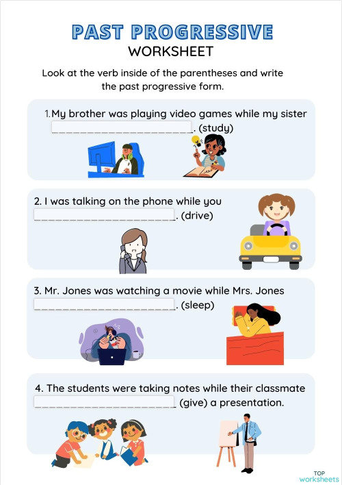 past progressive worksheet. Interactive worksheet | TopWorksheets