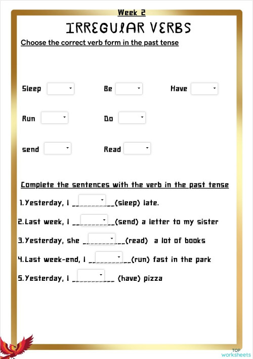 Irregular Verbs Interactive Worksheet Topworksheets