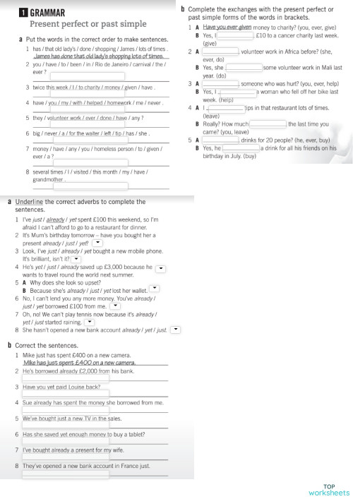 present perfect or past simple. Interactive worksheet | TopWorksheets