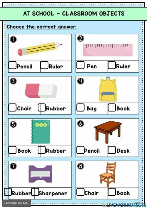 SCHOOL THINGS VOCAB. Interactive worksheet | TopWorksheets