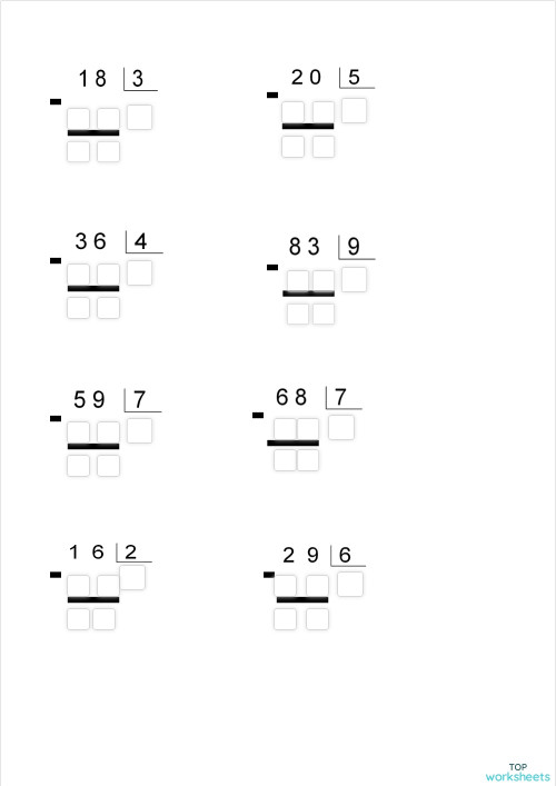 División: fichas interactivas y ejercicios online | TopWorksheets