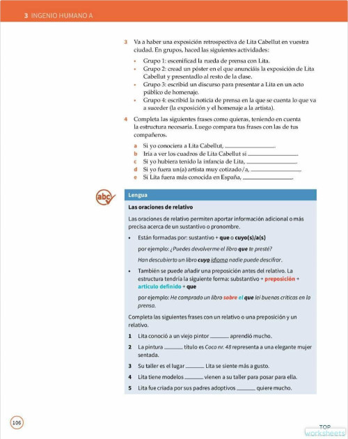 3. El arte 106. Ficha interactiva | TopWorksheets