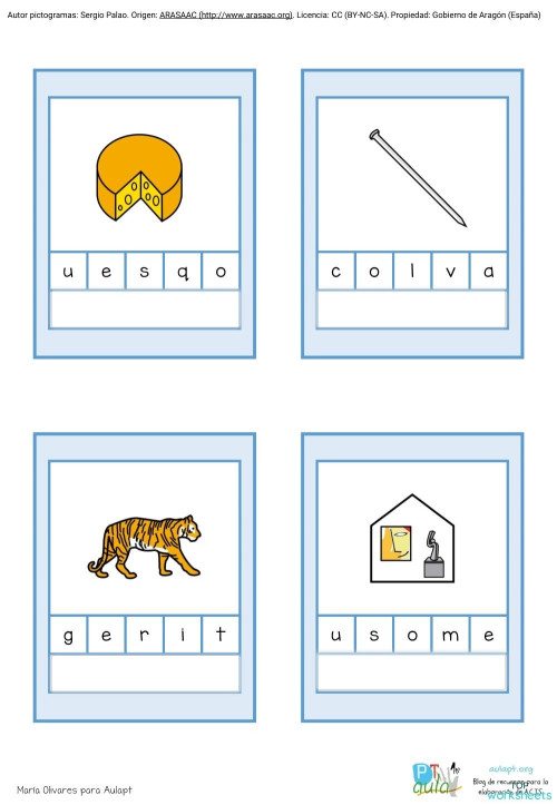ordenamos palabras 2A. Ficha interactiva | TopWorksheets