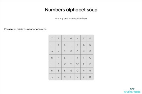 Numbers alphabet soup. Interactive worksheet | TopWorksheets