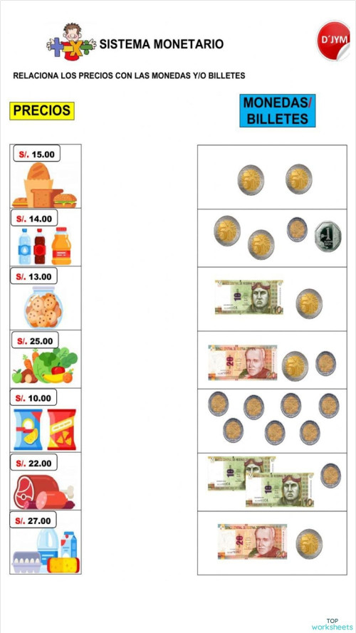 Problemas con dinero. Ficha interactiva | TopWorksheets
