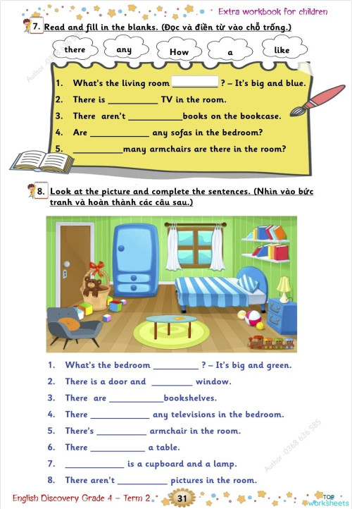 Ed4-Unit 7- My home (1). Bài tập tương tác | TopWorksheets
