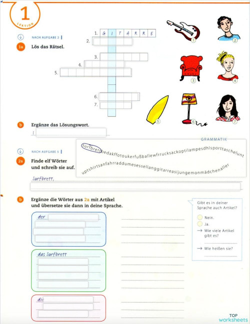 Beste Freunde A1.1 Lektion 1 (1). Interaktives Arbeitsblatt | TopWorksheets